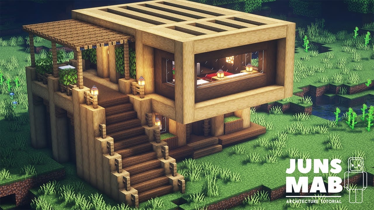 Minecraft How To Build A Wooden House Easy Survival House Tutorial Minecraft How To Build A Wooden House Easy Survival House Tutorial